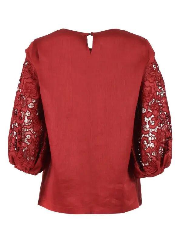 Max Mara Embroidered Lace T-shirt - Red