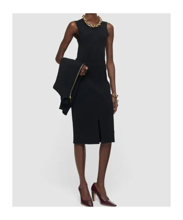 JOSEPH Safir Split Midi Skirt - Black