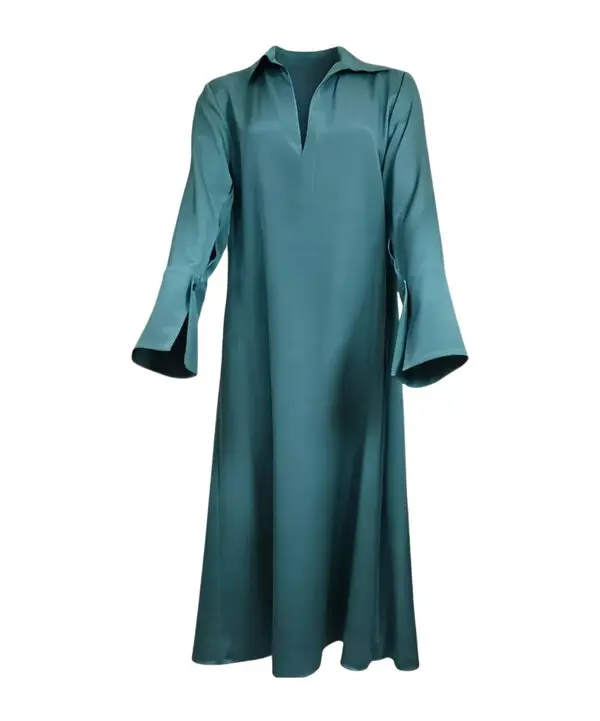 Max Mara V-neck Long Sleeve Flared Dress - Blue