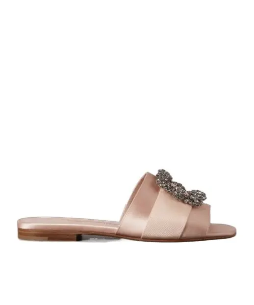Manolo Blahnik Embellished Satin Slides