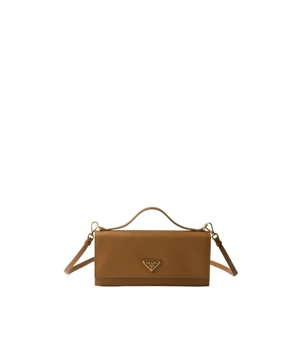 Prada Triangle-logo Top Handle Wallet - Caramel