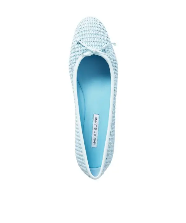 Manolo Blahnik Woven Ballet Flats With Leather Trim