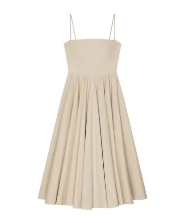 Givenchy Pleated A-line Midi Dress - Beige