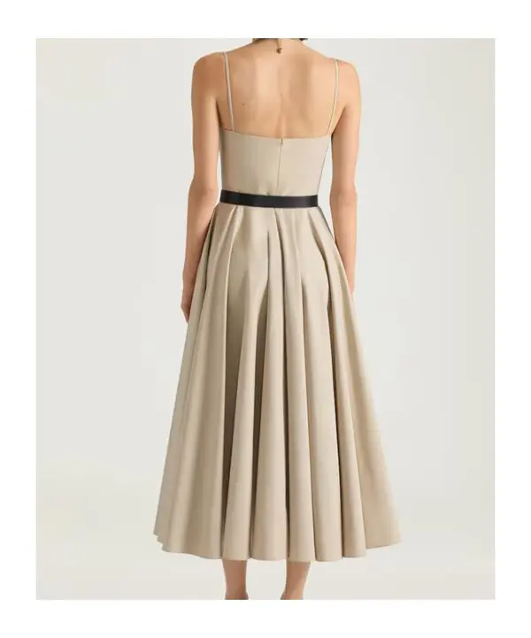 Givenchy Pleated A-line Midi Dress - Beige