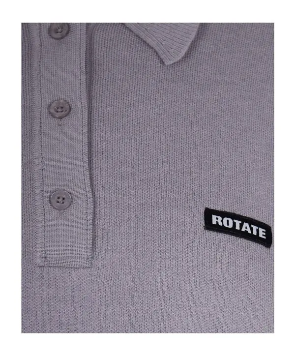 ROTATE BY BIRGER CHRISTENSEN Slinky Knit Buttoned Polo Top - Gray