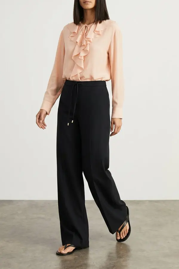 Max Mara Epica Ruffled Crewneck Top - Light Pink
