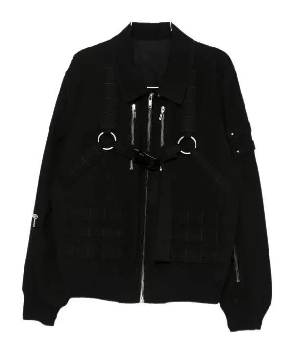 Rick Owens Embellished Zip-up Jacket With Harness Detail