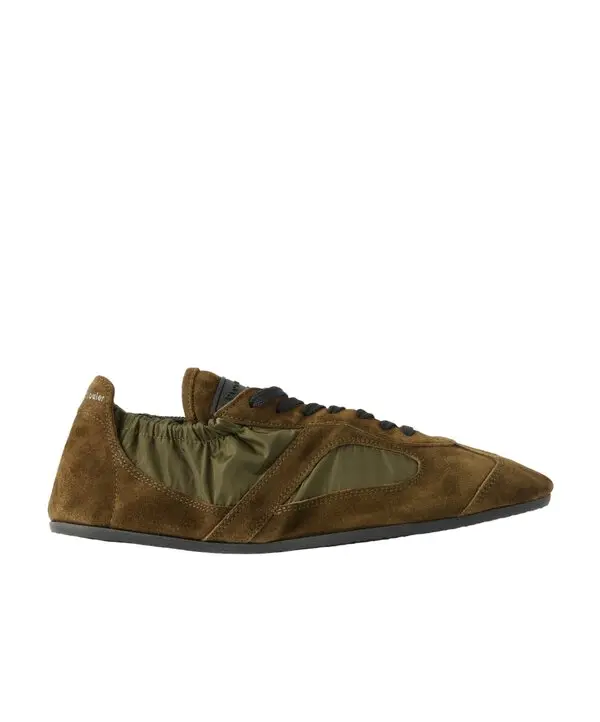 Proenza Schouler Suede And Shell Low-top Sneakers - Military Green