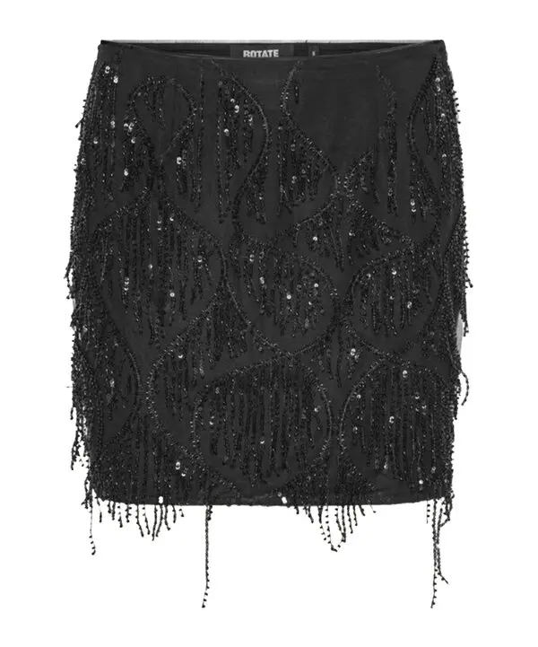ROTATE BY BIRGER CHRISTENSEN Sequined Tassel Skirt - Black