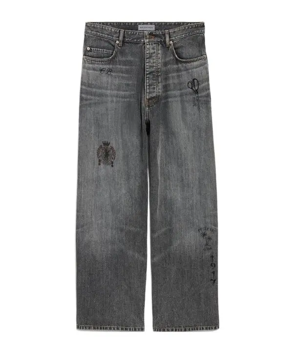 Balenciaga Tattoo Baggy Jeans - Dark Grey