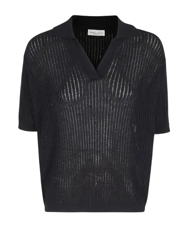 ROBERTO COLLINA Open-knit Polo Shirt - Nero
