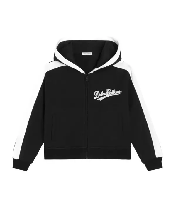Dolce & Gabbana Hooded Stripe Top - Black
