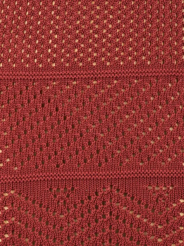 Max Mara Knitted Cut-out Elasticated Waist Skirt - Red