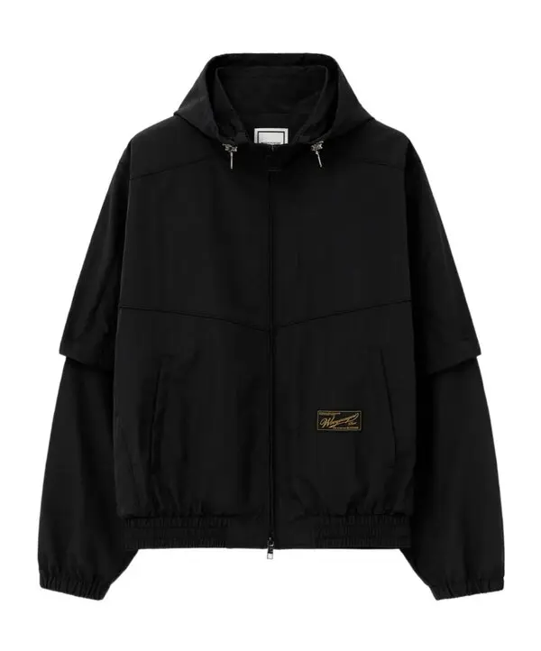 WOOYOUNGMI Zip-up Hooded Windbreaker Jacket - Black