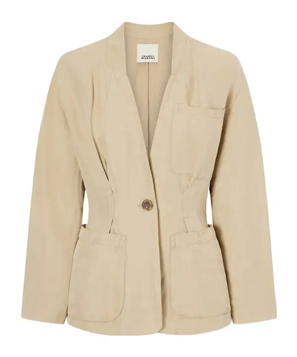 Isabel Marant Étoile Button-fastening Pocket-detail Coat In Linen And Silk