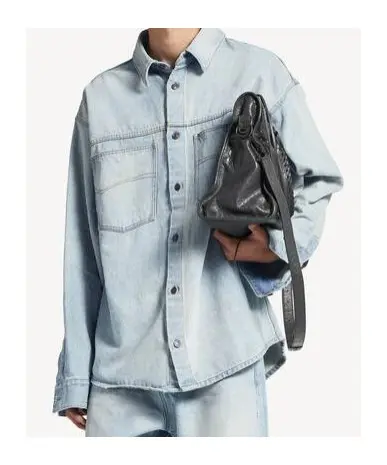 Balenciaga Denim Long Sleeve Shirt - Light Blue