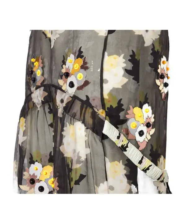 Fendi Bouquet Appliquéd Sheer Midi Dress