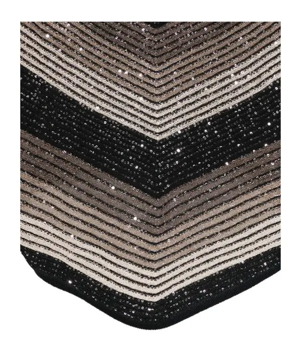 D.exterior Striped Sequined Knit Top