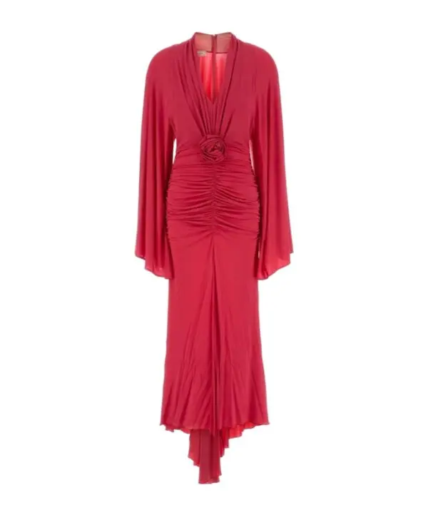 Blumarine Ruched Batwing Long Dress