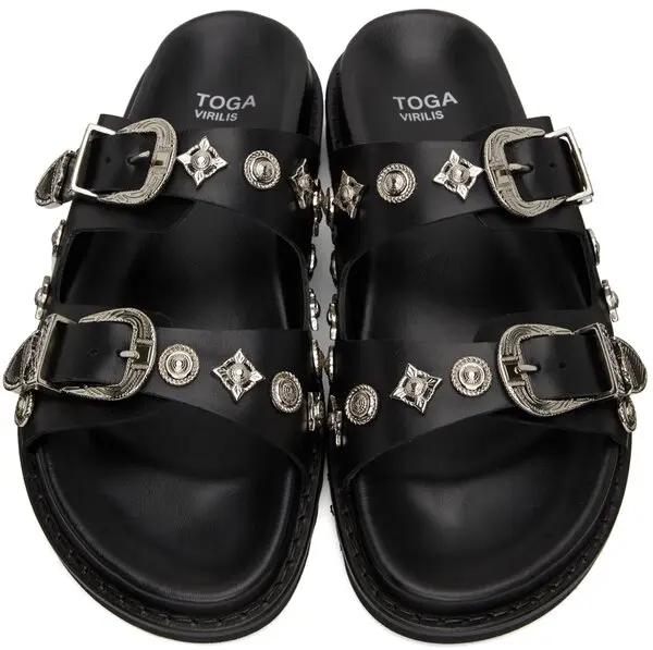 TOGA VIRILIS Studded Buckle-strap Leather Sandals