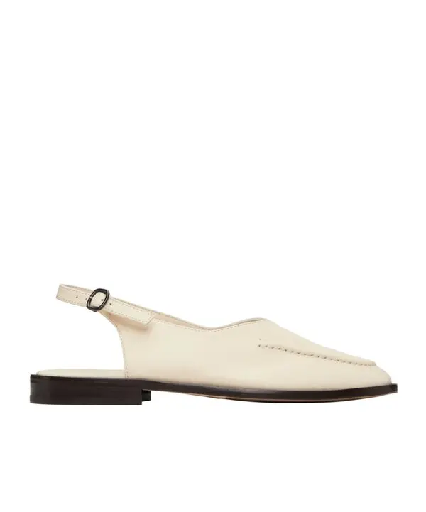 Hereu Open-toe Slingback Flat Sandals - Ivory White