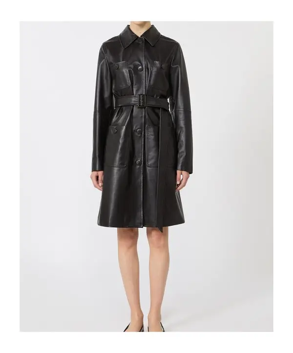 Max Mara Leather Belted Coat