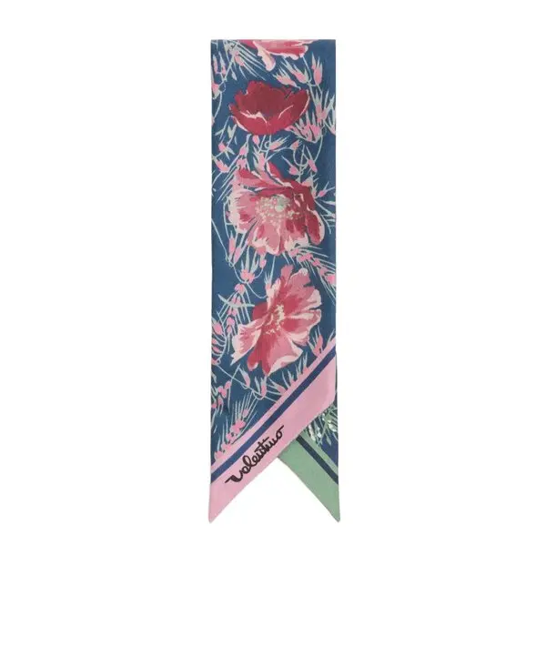 Valentino Garavani Apres L'hiver Poppies Bandeau Scarf In Silk - Multicolor