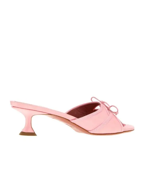 Amina Muaddi Round-toe Stiletto Sandals With Bow Detailing