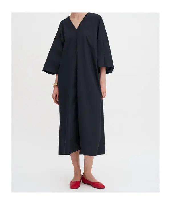 Filippa K V-neck Short-sleeve Midi Dress - Black