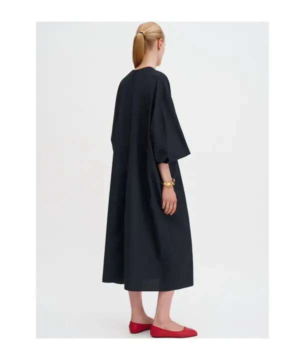 Filippa K V-neck Short-sleeve Midi Dress - Black