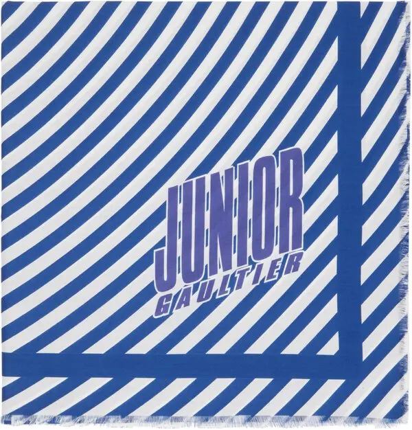 JEAN PAUL GAULTIER Striped Square Scarf - White