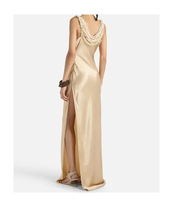 Balmain Silk Shell Embellished Evening Dress