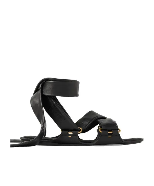 Khaite Tie-detailed Leather Sandals - Black