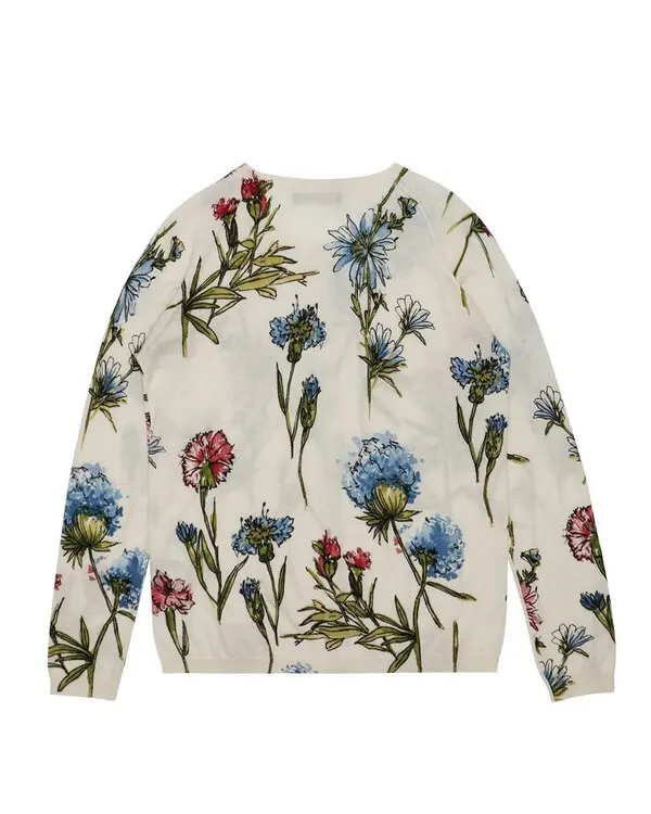 Max Mara Floral Print Round Neck Cardigan