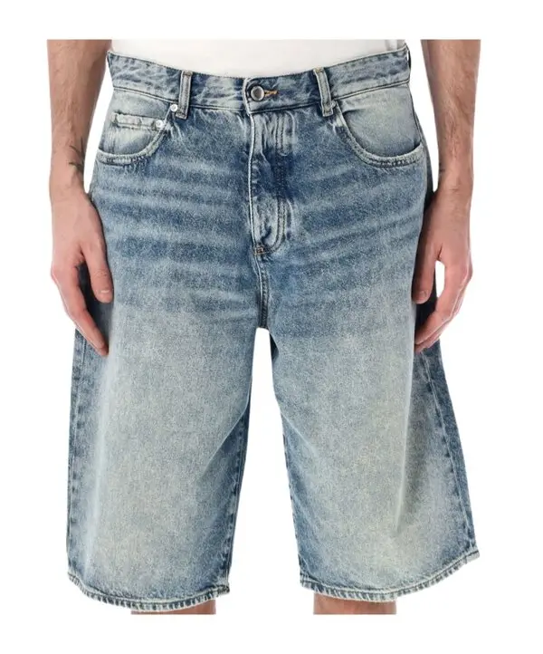 ICON DENIM LOS ANGELES Relaxed Fit Distressed Denim Shorts - Gray