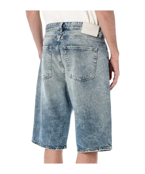 ICON DENIM LOS ANGELES Relaxed Fit Distressed Denim Shorts - Gray