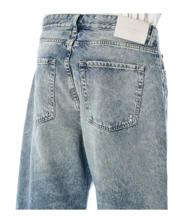 ICON DENIM LOS ANGELES Relaxed Fit Distressed Denim Shorts - Gray