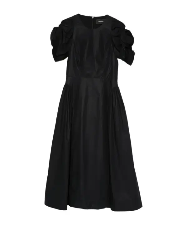 Simone Rocha Rose Puff-sleeve Midi Dress - Black