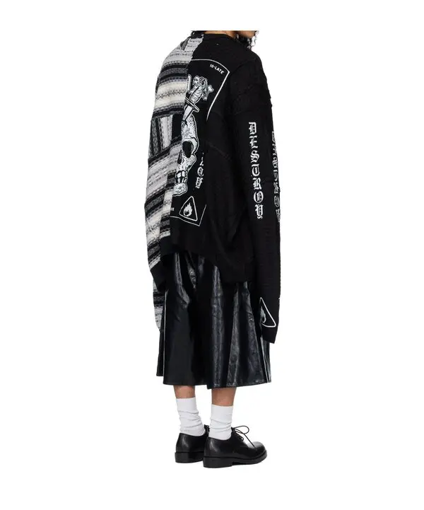 LU'U DAN Patchwork Knit Sweater With Graphic Prints