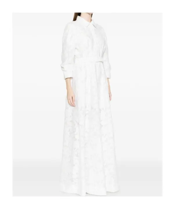 Simkhai Courtney Floral-embellished Belt Long Dress - Ivory