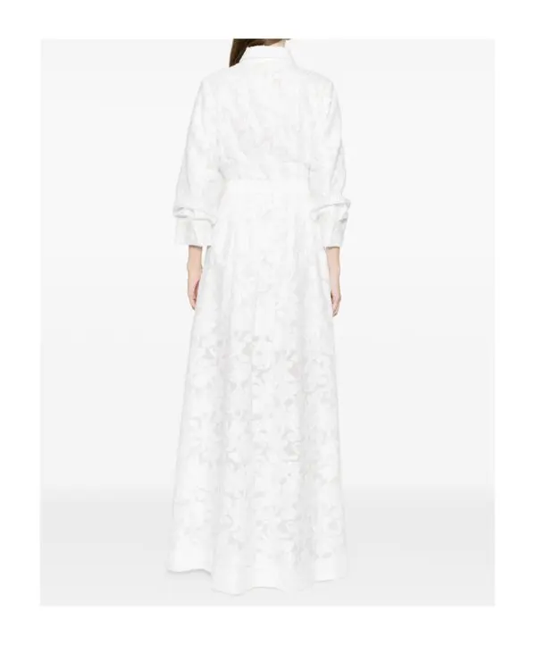 Simkhai Courtney Floral-embellished Belt Long Dress - Ivory