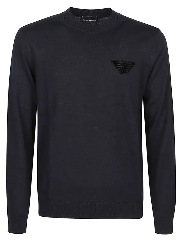 Emporio Armani Logo Embellishment Sweater - Black