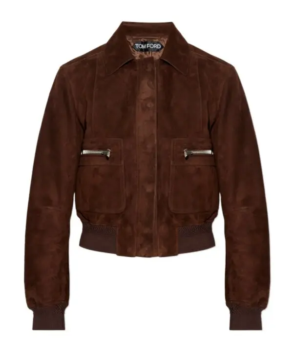 TOM FORD Zip-pocket Suede Jacket - Brown