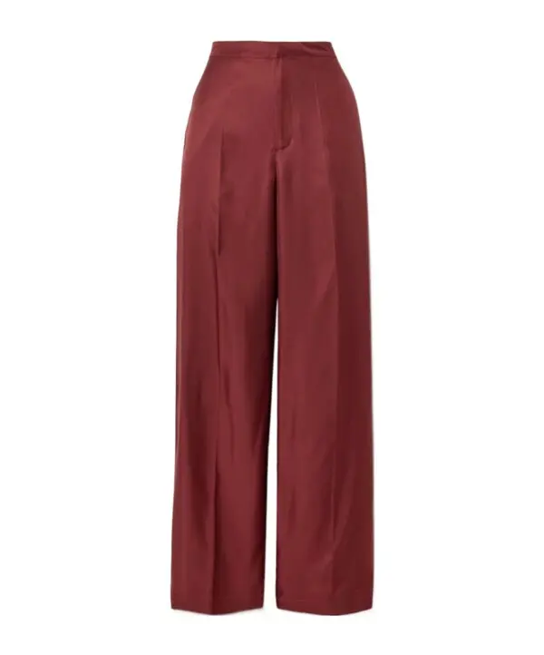Loulou De Saison Fafila Silk-twill Wide-leg Pants - Wine Red
