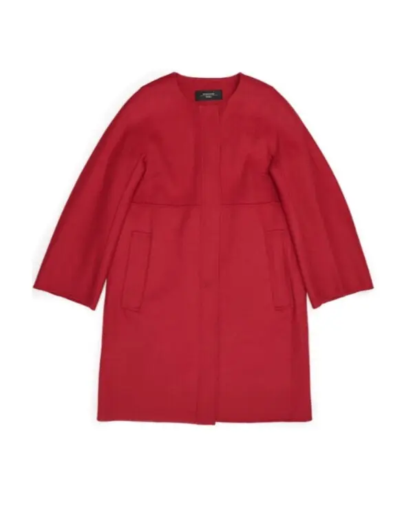 Max Mara Round Neck Coat - Red