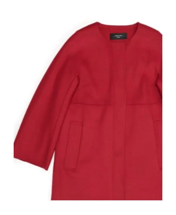 Max Mara Round Neck Coat - Red