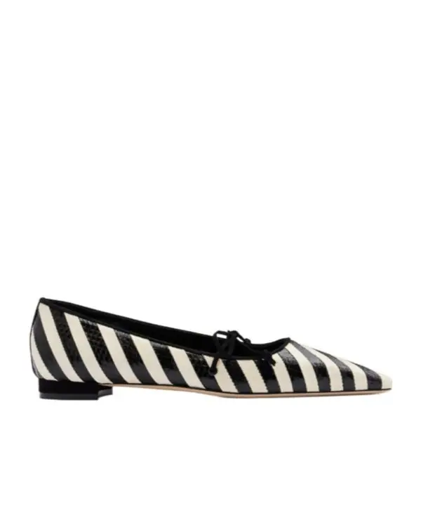 Manolo Blahnik Federica Striped Ballet Flats