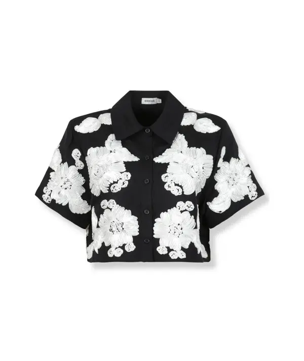 Simkhai Callie Soutache Cropped Shirt