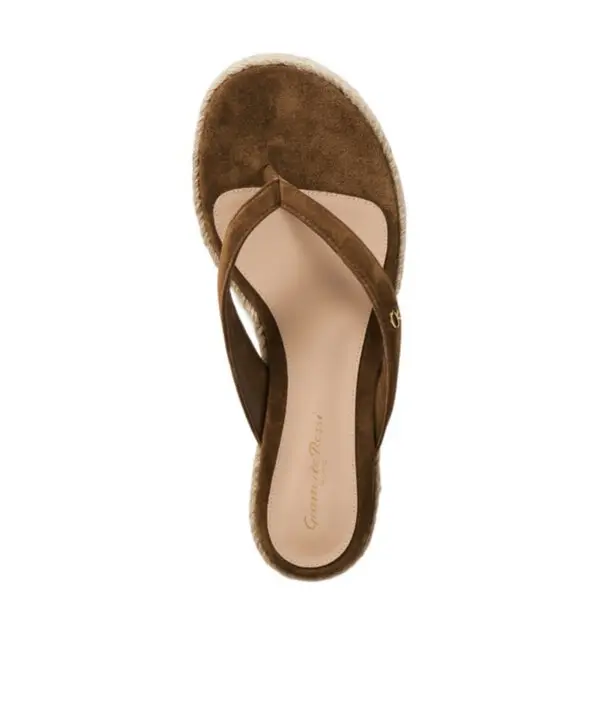 GIANVITO ROSSI Embellished Foam Flip Flops - Brown