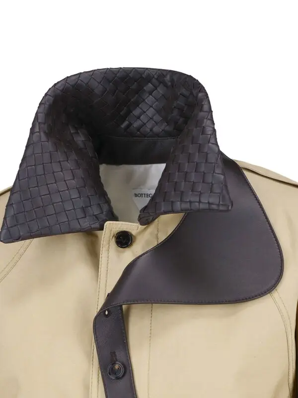 Bottega Veneta Relaxed Fit Lightweight Jacket With Woven Leather Collar - No